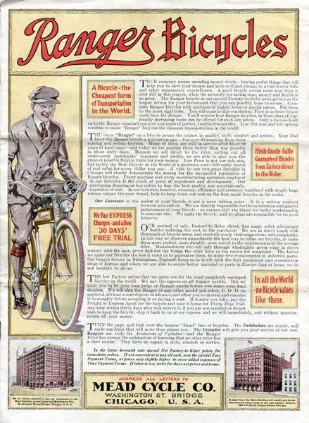 Mead Ranger Bicycles MEAD CYCLE CO., CHICAGO, U. S. A.