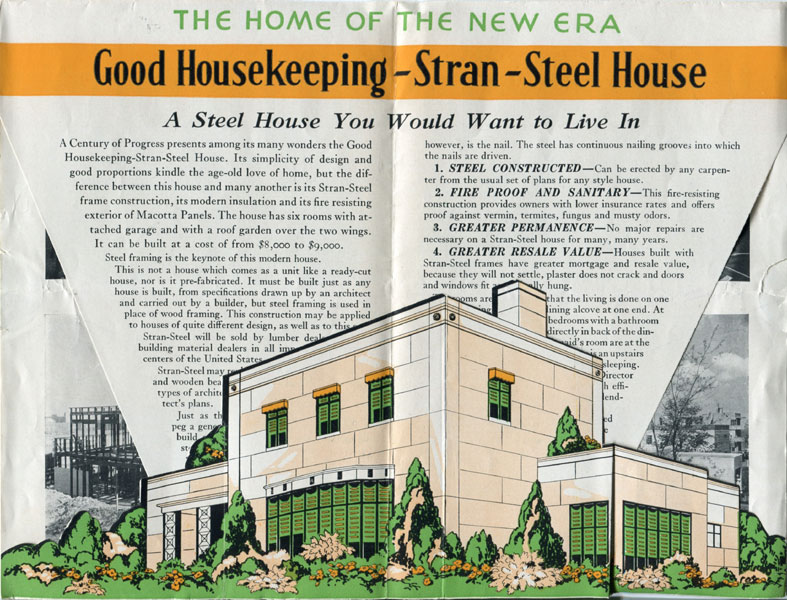 The Home Of The New Era. Good House-Keeping-Stran-Steel House. A Steel ...